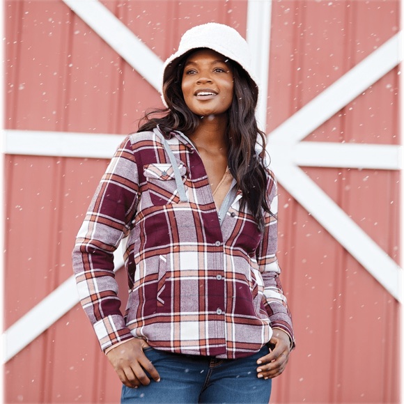 Natural Reflections | Tops | Hooded Flannel Shirt Jacket | Poshmark